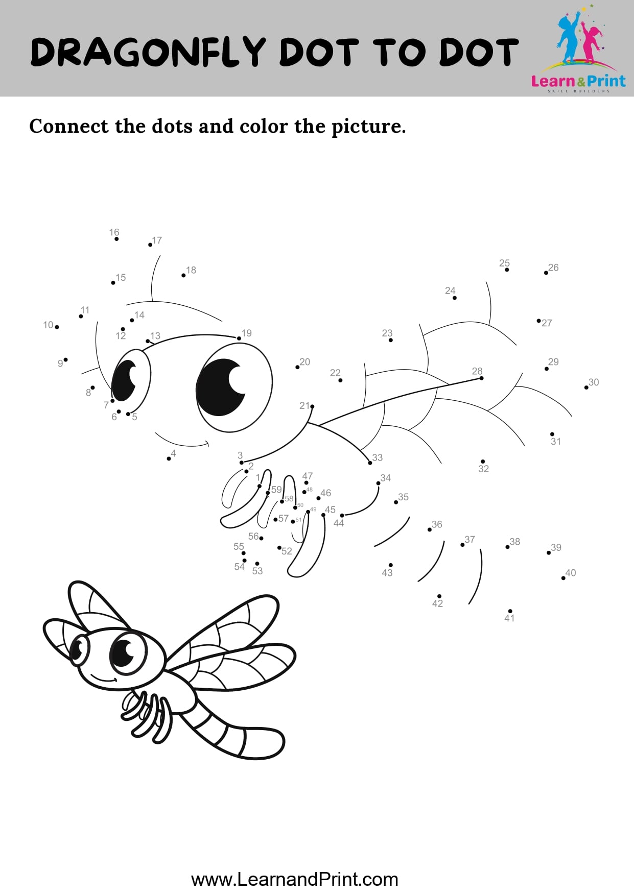 Free Insect Dot to Dot Printable Pages for Kids | Learn and Print